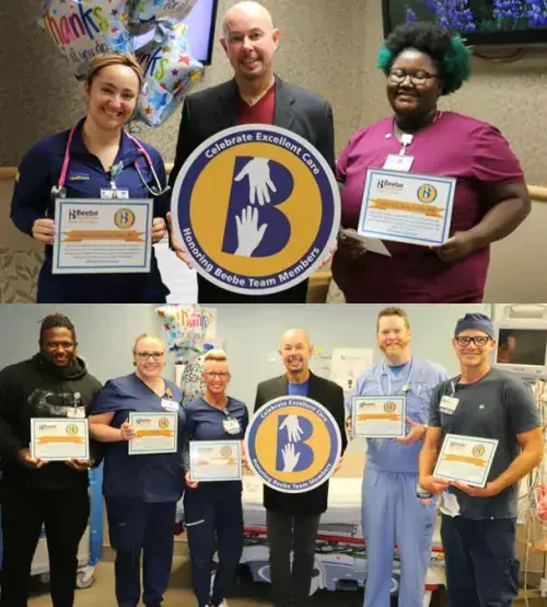 TOP PHOTO: (l-r) Nigel Thomas, phlebotomist; Rebecca Hatcher, RN ...